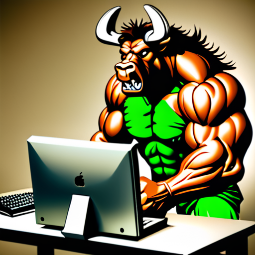 Hulking muscle moose lifting punching an angry computer virus