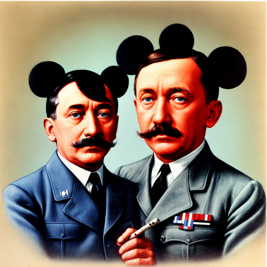 color picture of adolf hitler with mickey mouse-ears