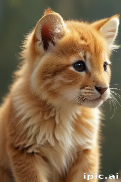 Adorable Fluffy Kitten with Striking Orange Fur and Big Eyes