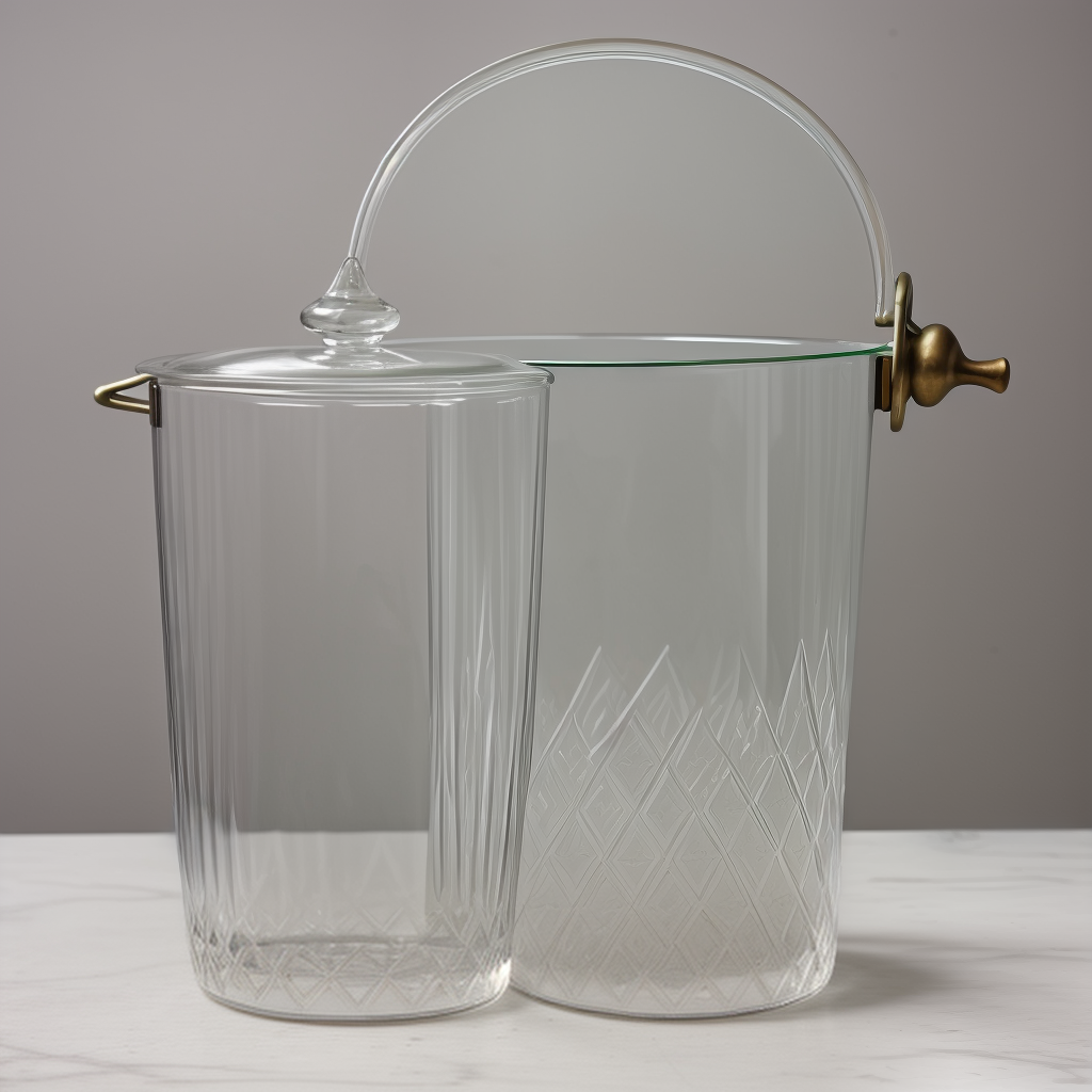 Elegant Vintage Glass Ice Bucket with Brass Handles for Entertaining Guests