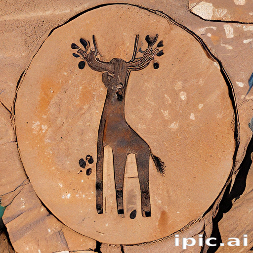 Ancient Rock Art Depicting a Majestic Stag in Natural Stone Background