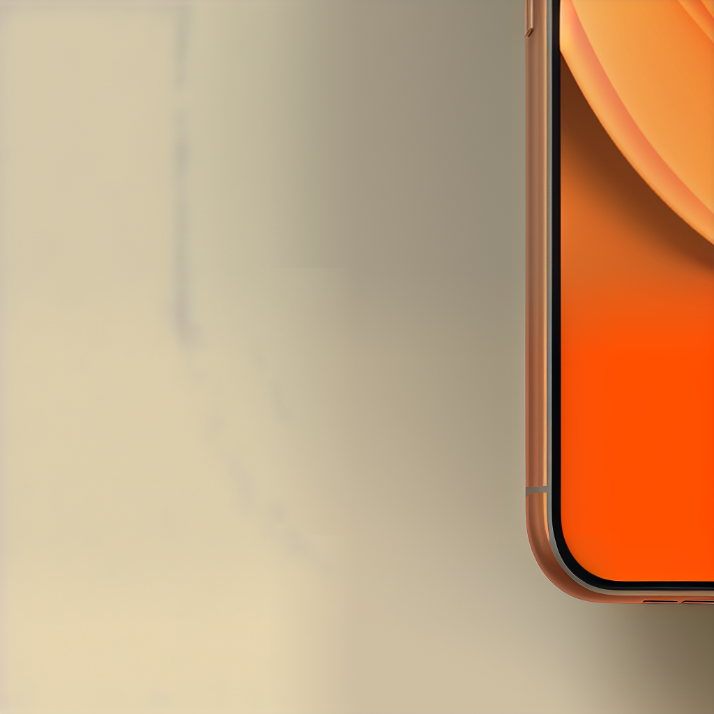 A Close-Up View of a Modern Smartphone Displaying Vibrant Orange Colors.