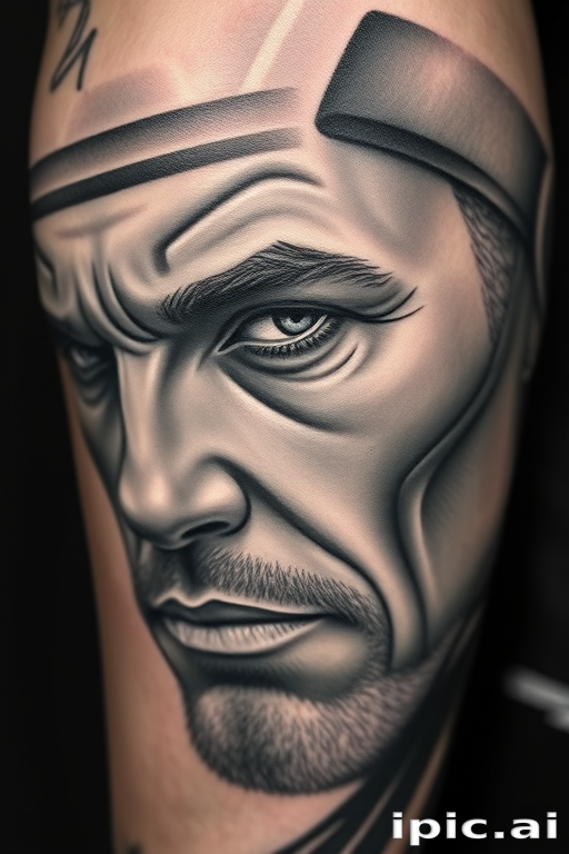 Intricate Portrait Tattoo of a Intense Male Character with Detailed ...