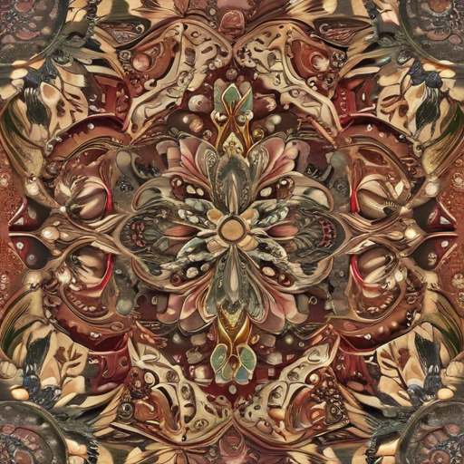 Intricate Floral Pattern with Rich Colors and Elegant Designs in Symmetry