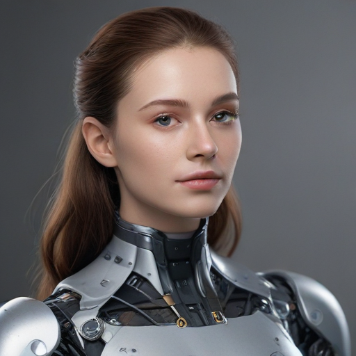 human looking robot female portrait photorealistic close up above shoulders