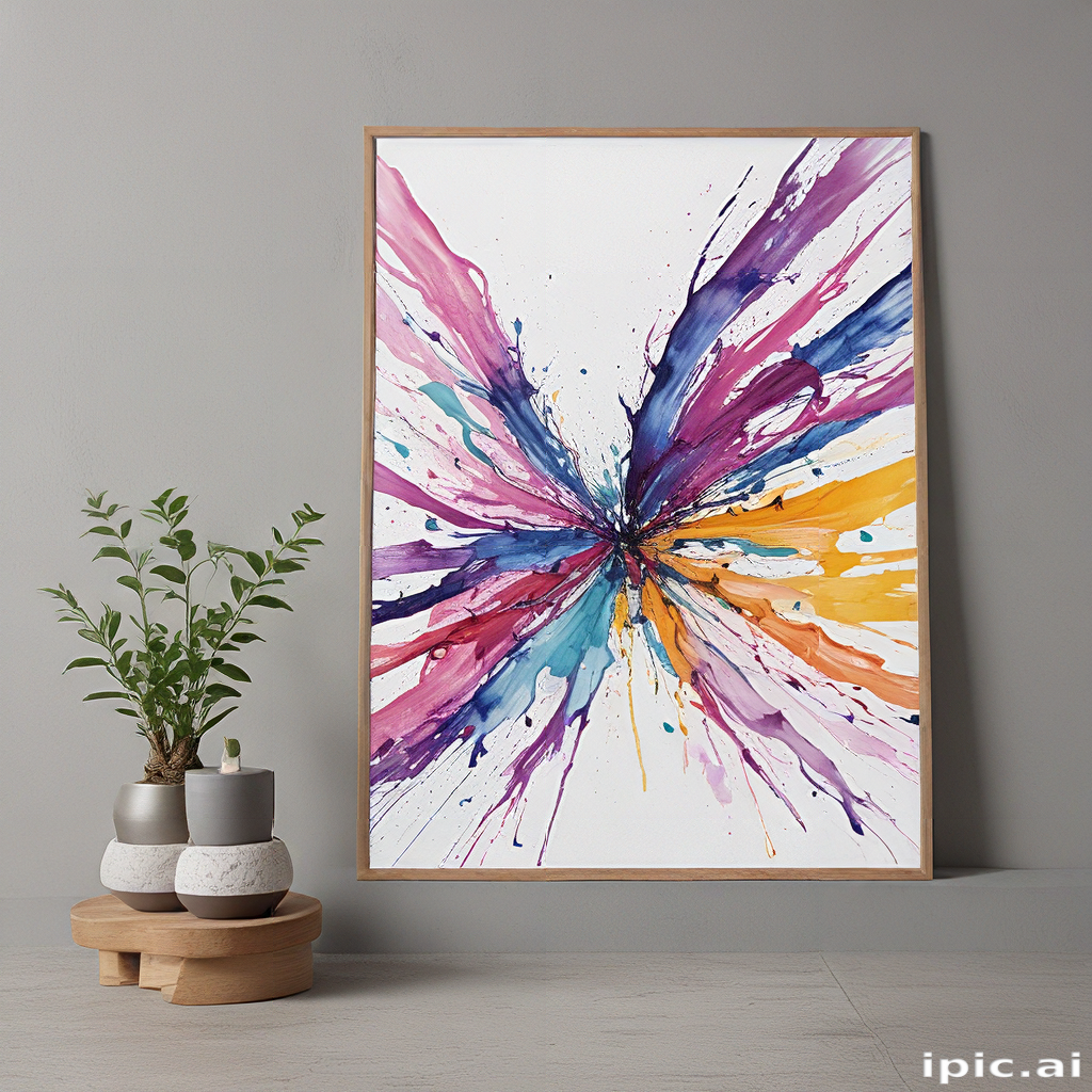 Vibrant Abstract Art Piece with Colorful Splashes and Dynamic Movement