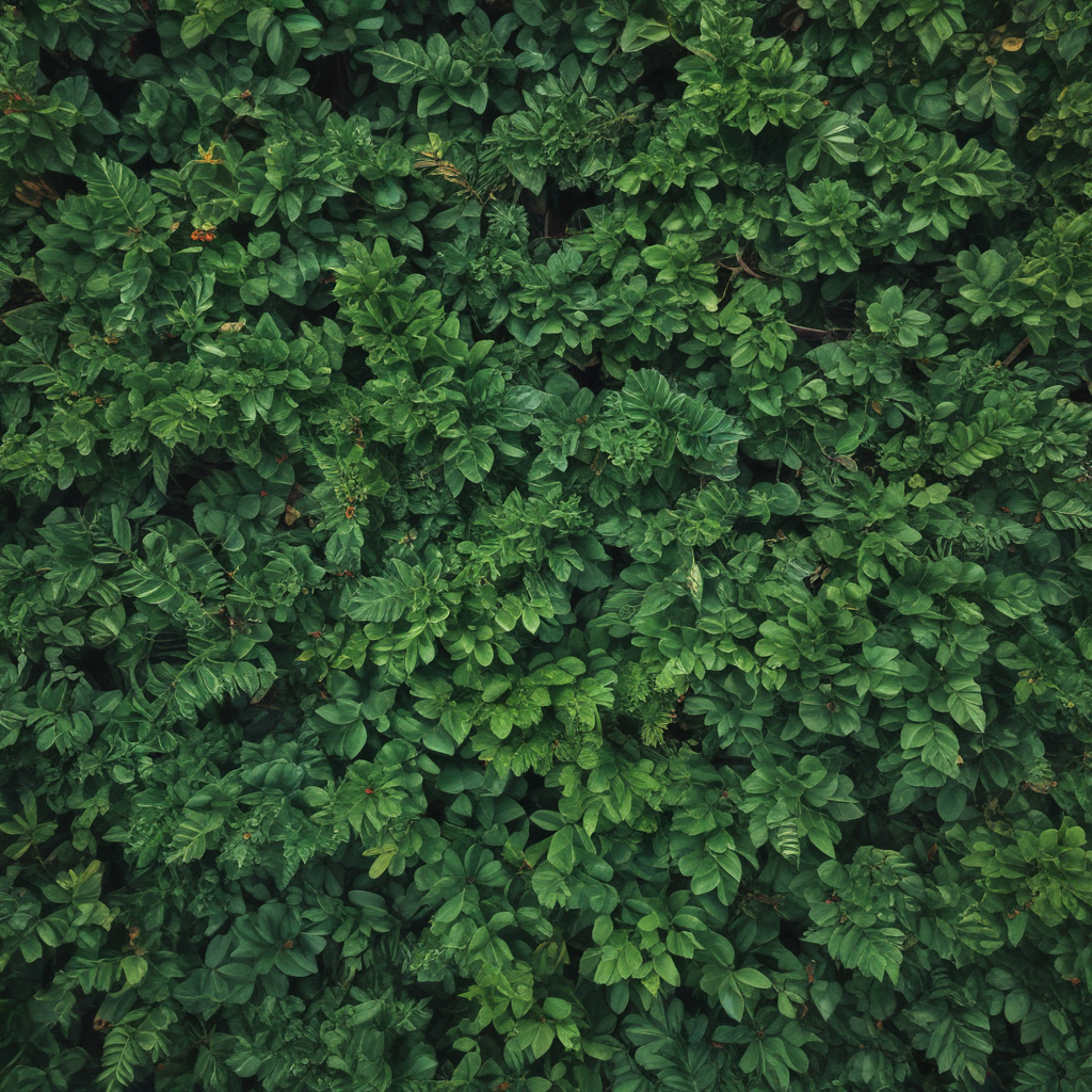 Lush Green Foliage Overhead View of Vibrant Leafy Plant Life.