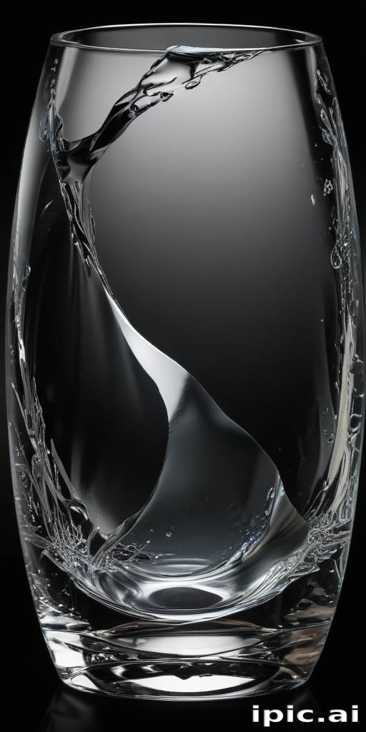 Elegant Glass Vase with Dynamic Water Splash Captured in Motion