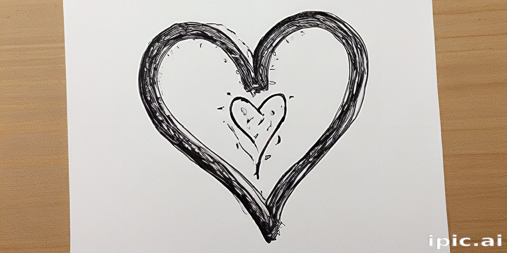 A Beautifully Hand-Drawn Heart with an Intricate Smaller Heart Inside