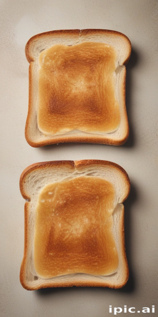 Two Slices of Perfectly Toasted Bread on a Smooth Surface