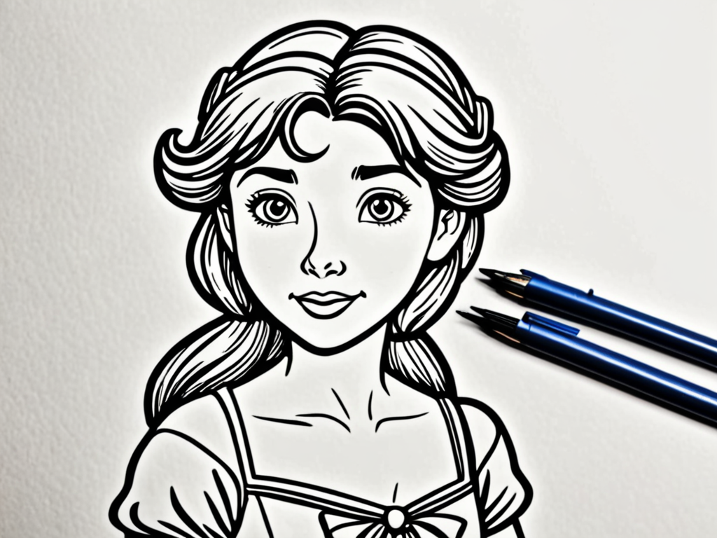 Wendy Darling fron cartoon Peter Pan line art