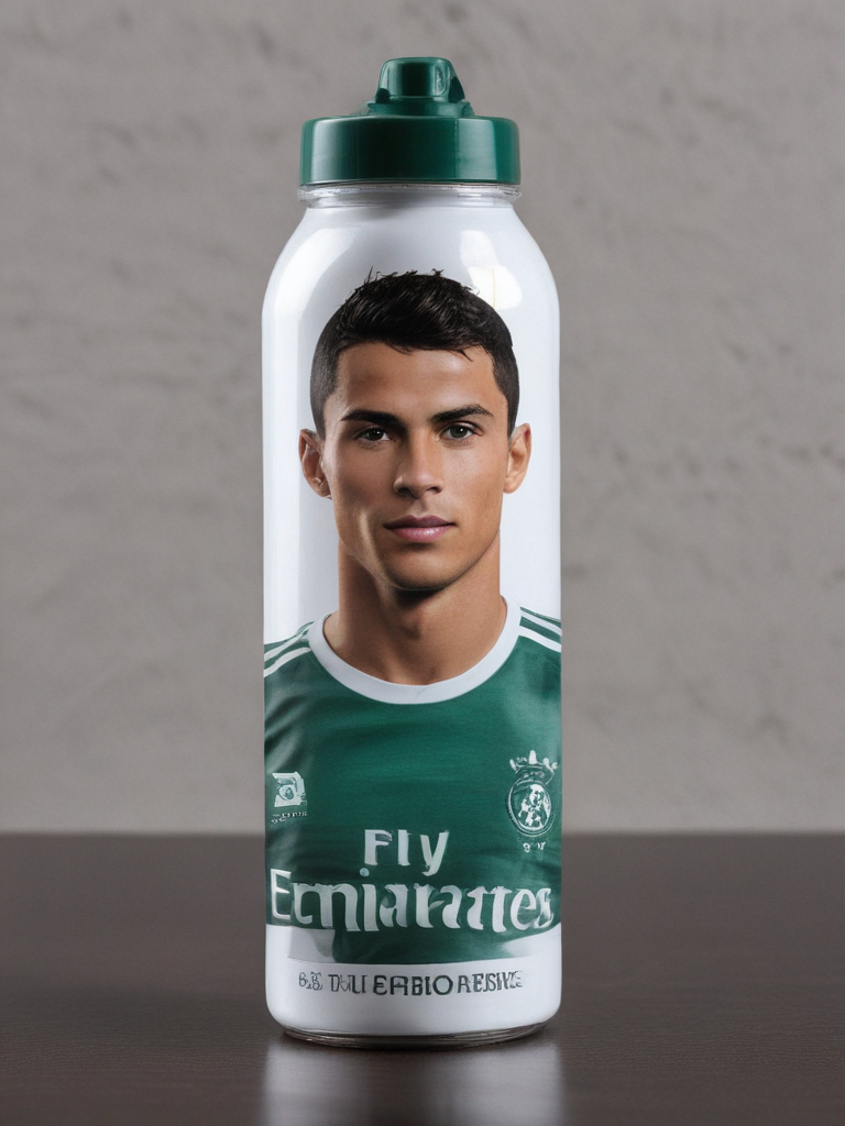 A energy drink bottle with cristiano ronaldo on it