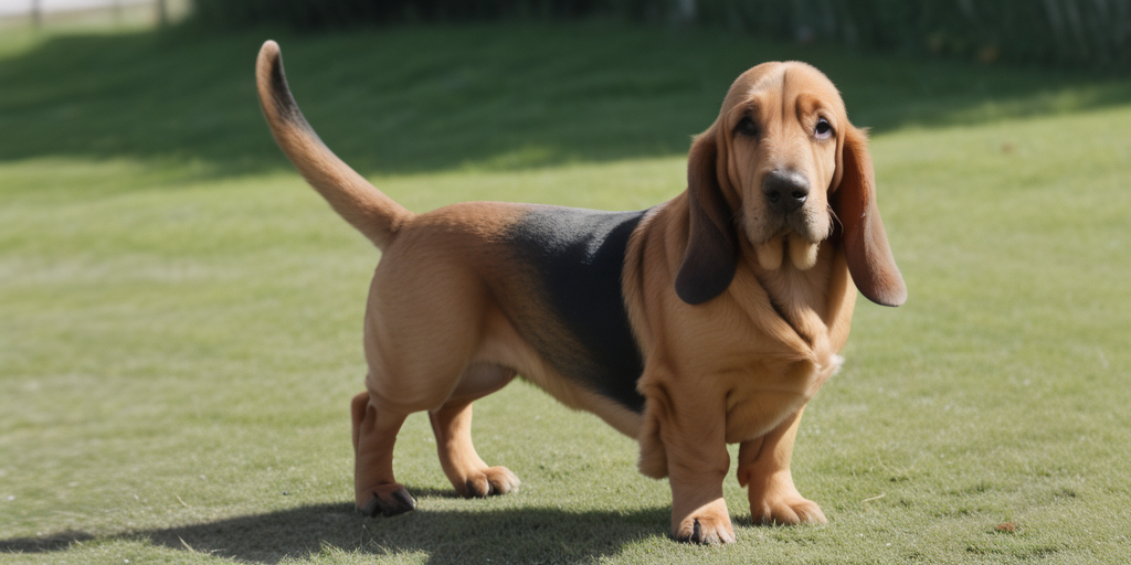 Adorable Basset Hound Puppy Playing Joyfully in a Sunny Green Field