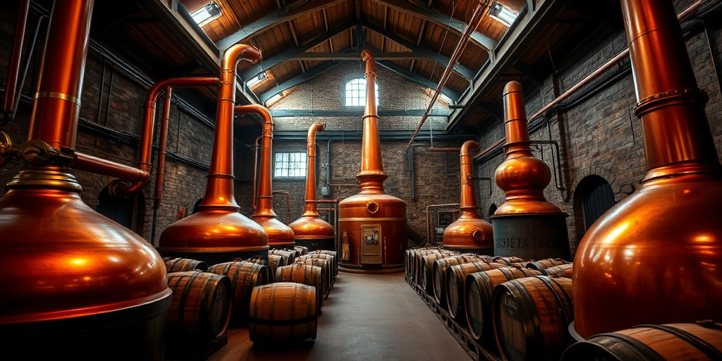 Inside a Traditional Distillery Featuring Copper Still Equipment and ...