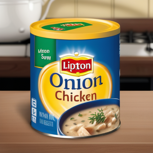 Delicious Lipton Onion Soup Mix Box with Serving Suggestions on Table