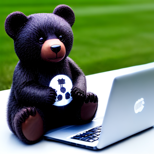 programmer bear with computer
