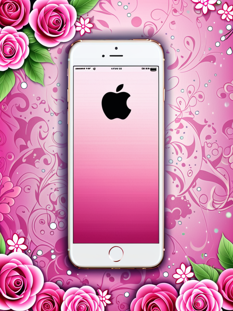 Elegant Pink Floral Design Surrounding a Modern Smartphone Displaying ...