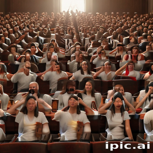 Large Audience in a Theater Reacting to a Performance with Enthusiasm