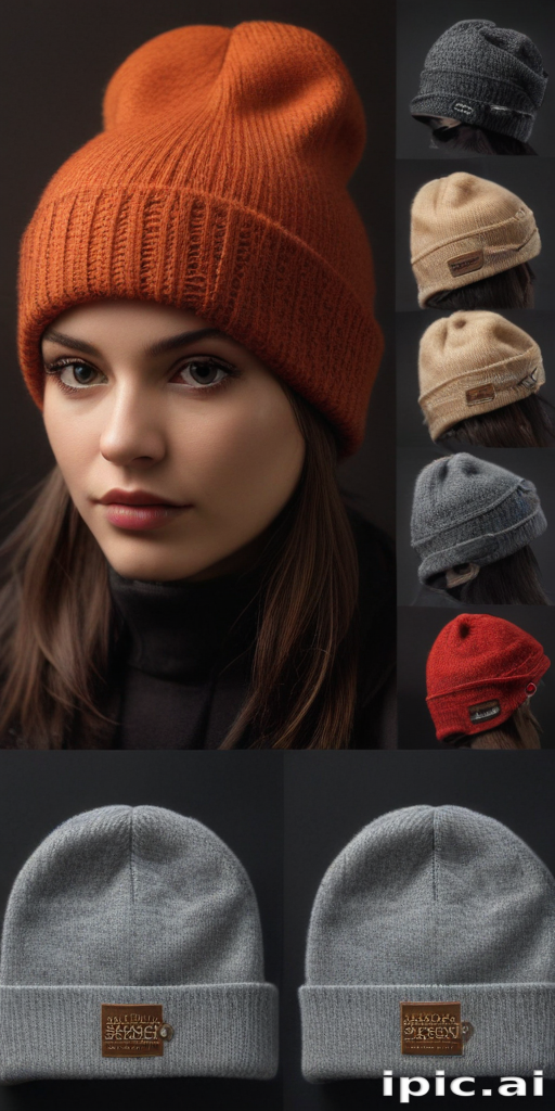 Fashionable Beanie Styles Showcased on a Model with Various Colors