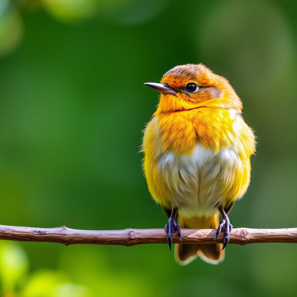 Close-up shot of a golden-breasted bird perched on a branch, natural ...
