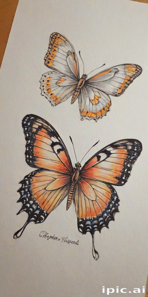 Detailed Illustration of Two Beautiful Butterflies on a Soft Background