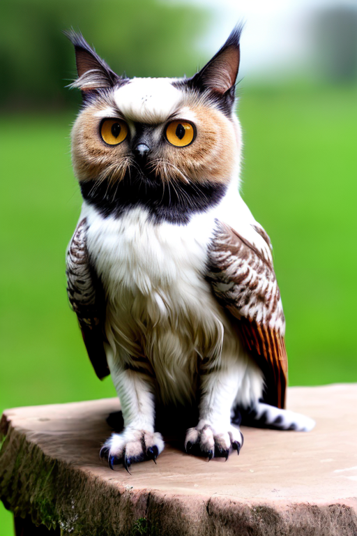 A cat that looks like an owl in a fantasy setting