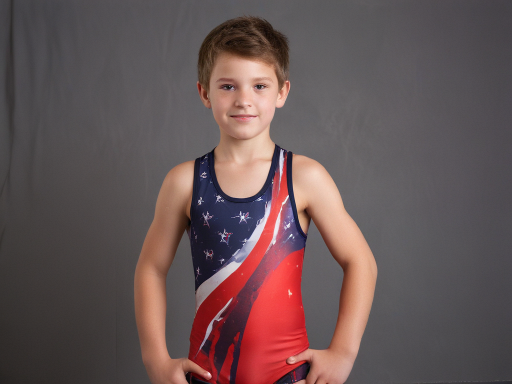 Boy in a full wrestling singlet