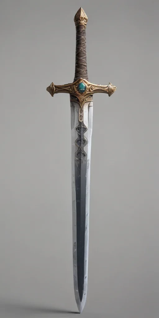 Exquisite Fantasy Sword with Intricate Design and Elegant Gemstone Accent