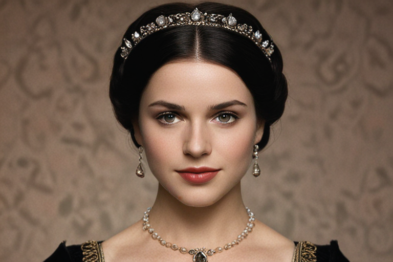 realistic and powerful photo of queen Anne Boleyn in real life, olive ...