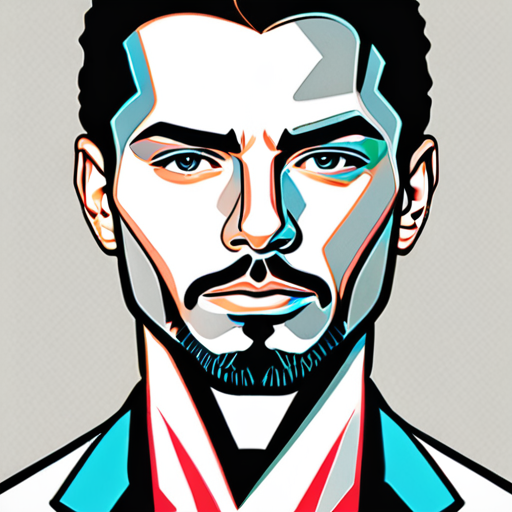 color line drawing, portrait, hero archetype, bright clean design, no ...