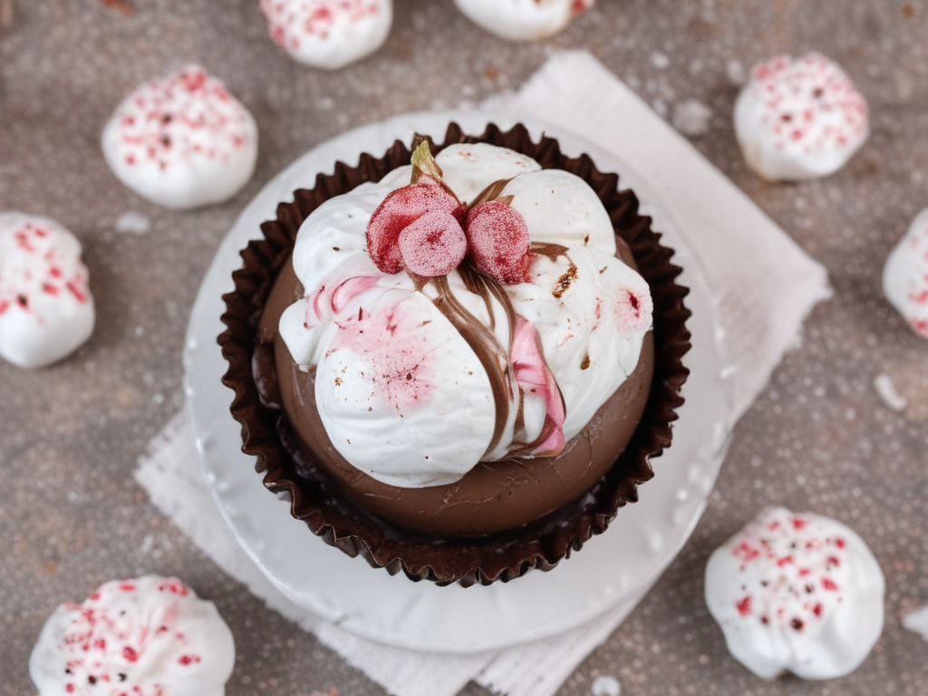 fancy ball of chocolate with crushed peppermint and marshmallow