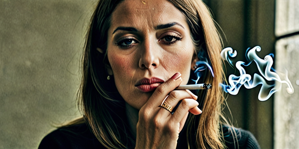 Sad woman smoking
