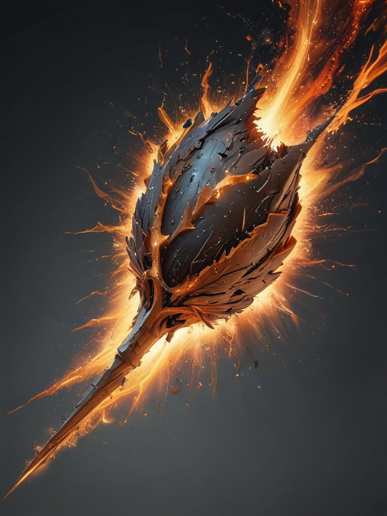 Fiery Celestial Spear: A Stunning Fusion of Metal and Flame