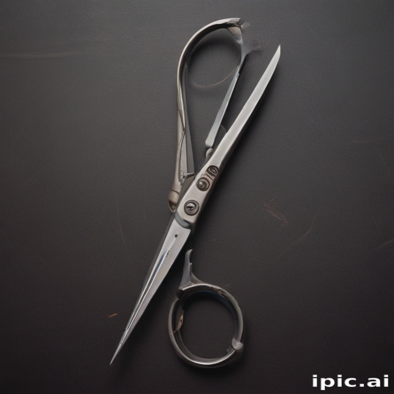 Elegant Silver Scissors with Intricate Design Resting on a Dark Surface