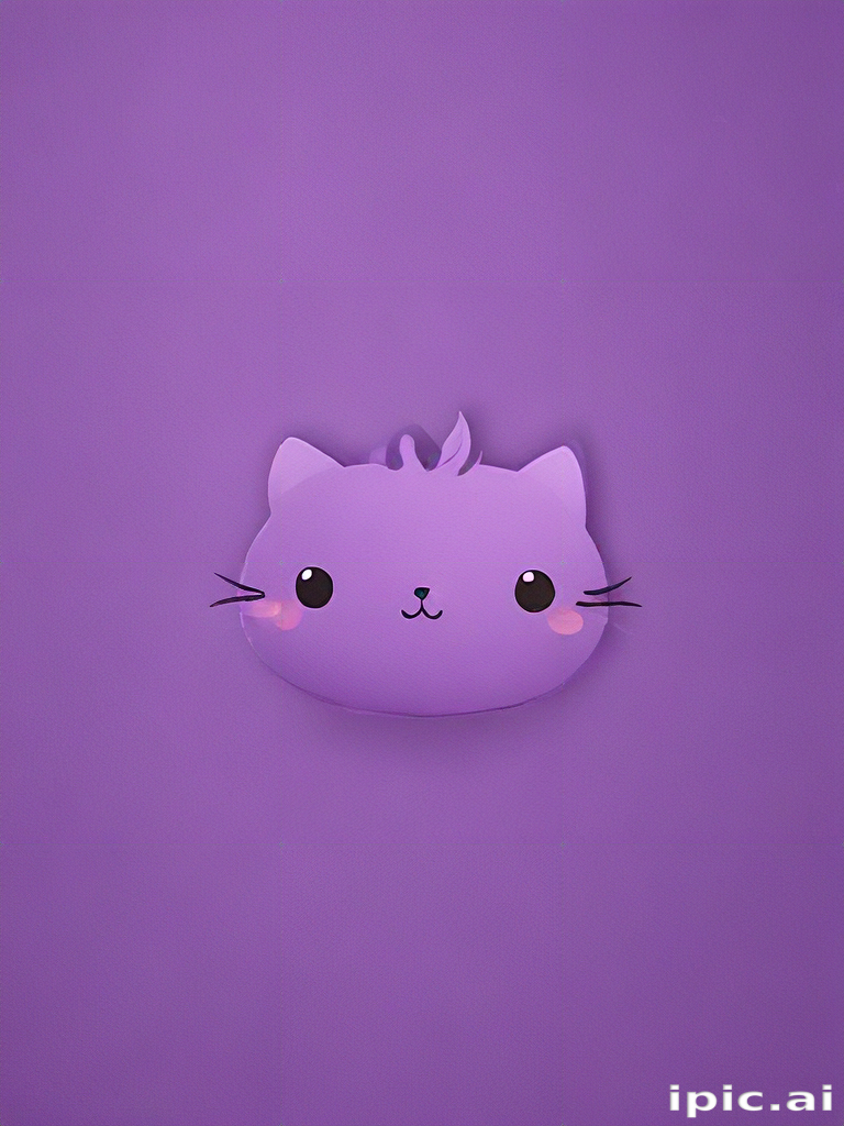 Adorable Purple Cat Face with Whiskers and Cheerful Expression on ...