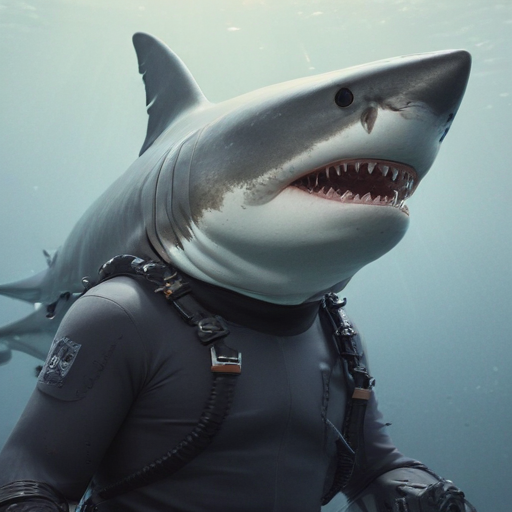 s shark with laser guns strapped to its head.