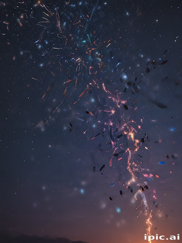 Colorful Fireworks Exploding in the Night Sky with Sparkling Stars