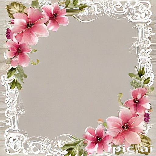 Elegant Floral Frame Design Featuring Delicate Pink Flowers and Greenery