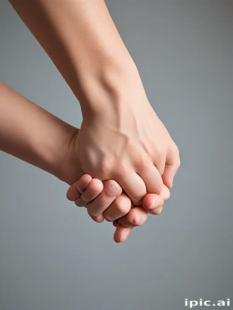 Two Hands Intertwined in a Gesture of Love and Unity Together