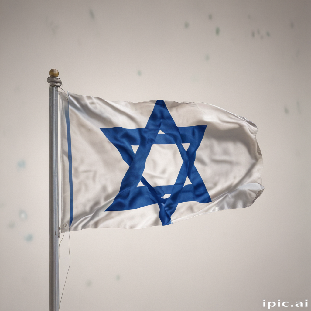 Symbolic Representation of the Israeli Flag Waving in the Breeze