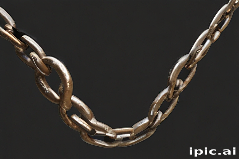 Close-Up of a Heavy, Shiny Metal Chain Against a Dark Background