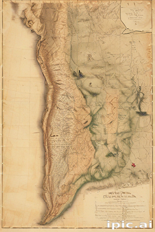 Historical Map of the Coastal Regions and Inland Areas of Chile