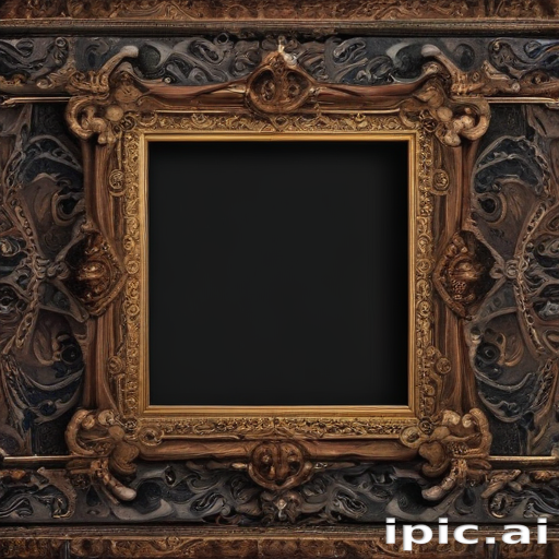 Intricately Designed Ornate Picture Frame with Empty Black Center Space