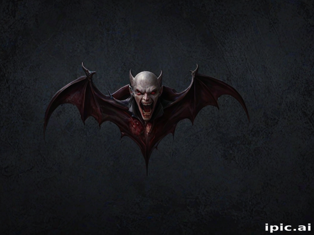 Dark Fantasy Artwork Featuring a Menacing Vampire Bat Creature in Flight