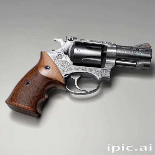Elegant Revolver with Intricate Design and Polished Wooden Grip Displayed