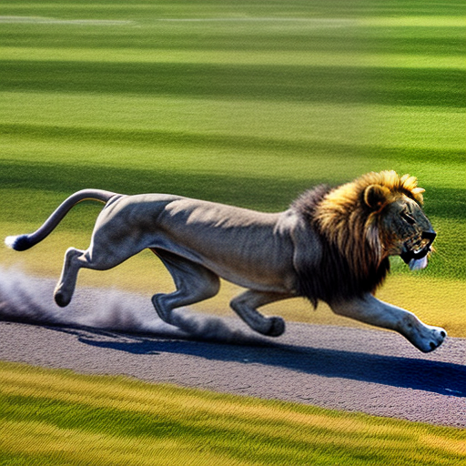 Lion chasing its prey