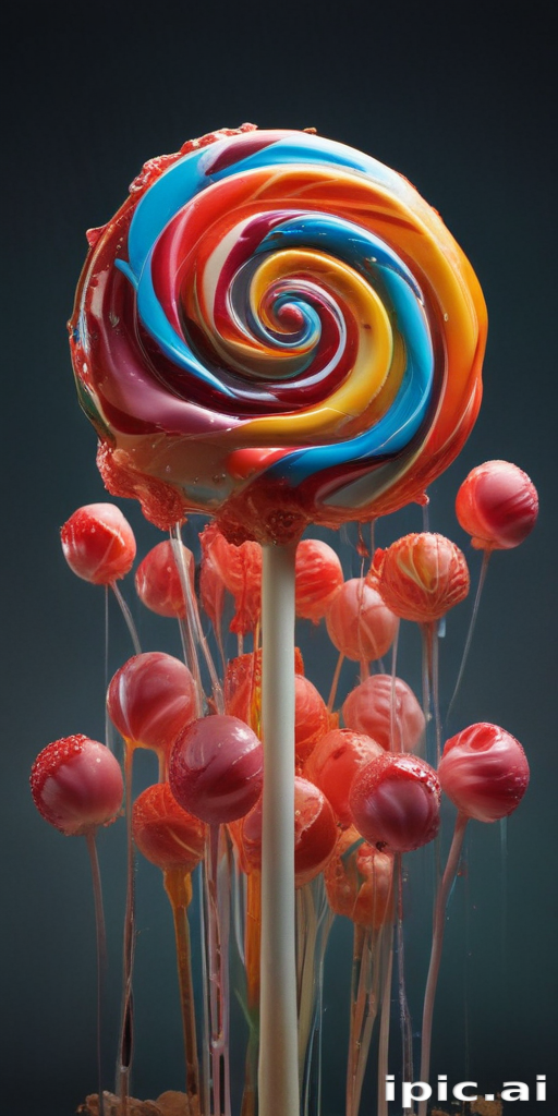 Vibrant Swirl Lollipop Surrounded by Colorful Mini Candy Pops in Joyful ...