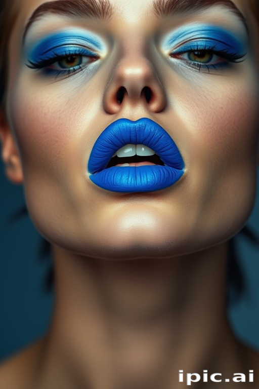 Striking Beauty Portrait Featuring Bold Blue Makeup and Captivating ...