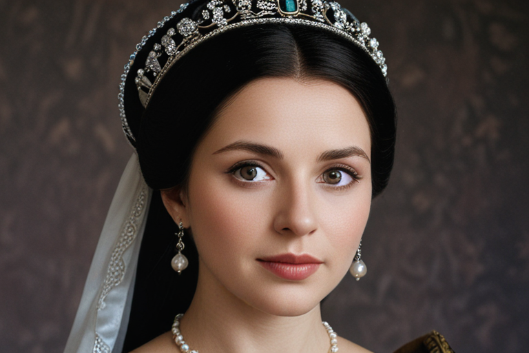 realistic and powerful photo of queen Anne Boleyn in real life, olive ...