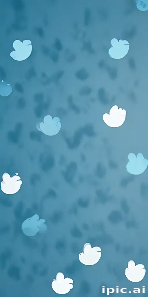 Whimsical Blue Background with Floating Twitter Bird Icons and Patterns